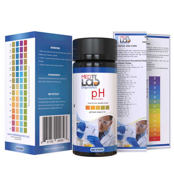 Universal pH Test Strips 0 to 14 (200 ct) for Urine, Saliva, water and ...